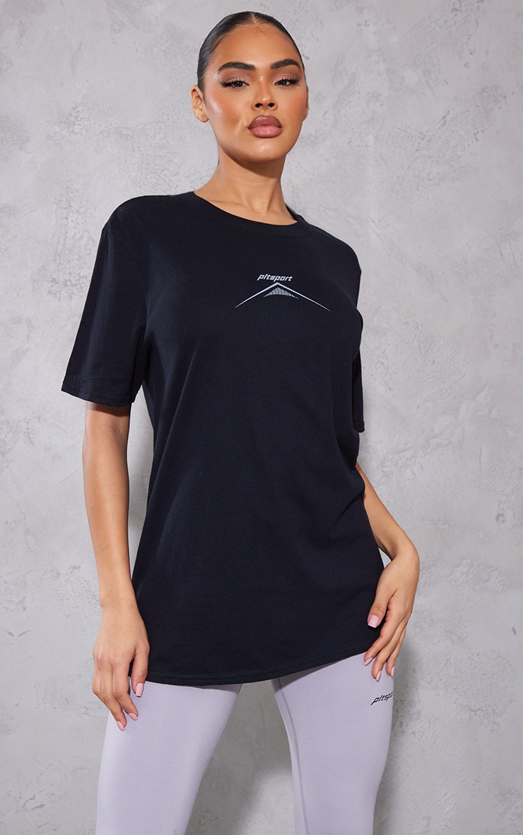 Black Sport Graphic Print Oversized T-shirt | Athleisure | PLT IRE