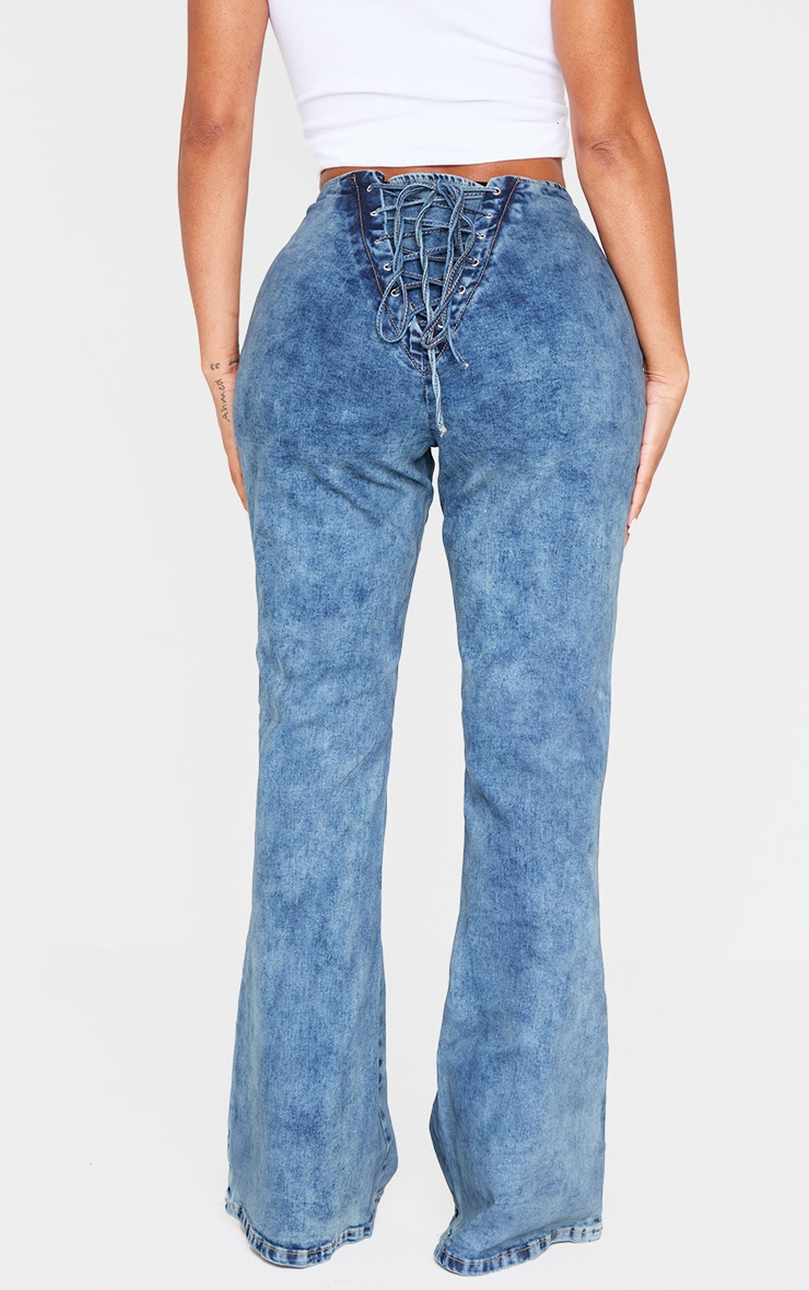 Shape Light Blue Wash Denim Back Flare Jeans | PrettyLittleThing USA