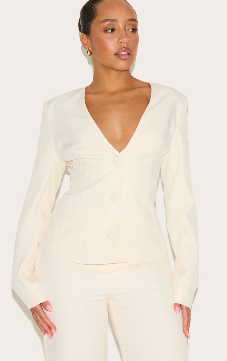 Shape Vanilla Plunge Front Cinched Waist Blazer | Shape | PLT