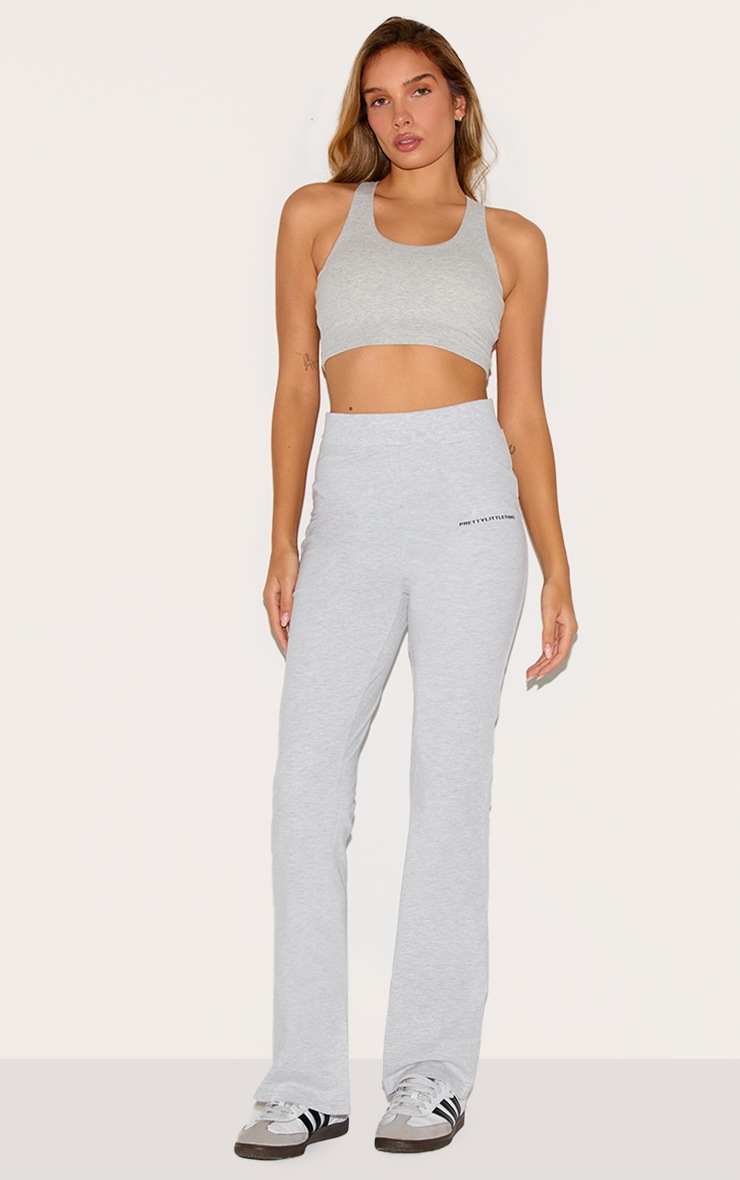 PRETTYLITTLETHING Ash Grey Print Flared Trouser | Co-ords ...