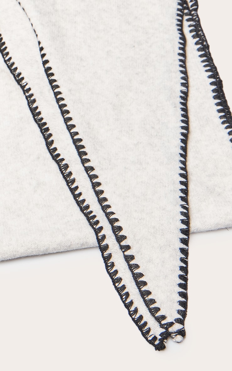 Grey Knit Contrast Tassel Shawl | Accessories | PLT