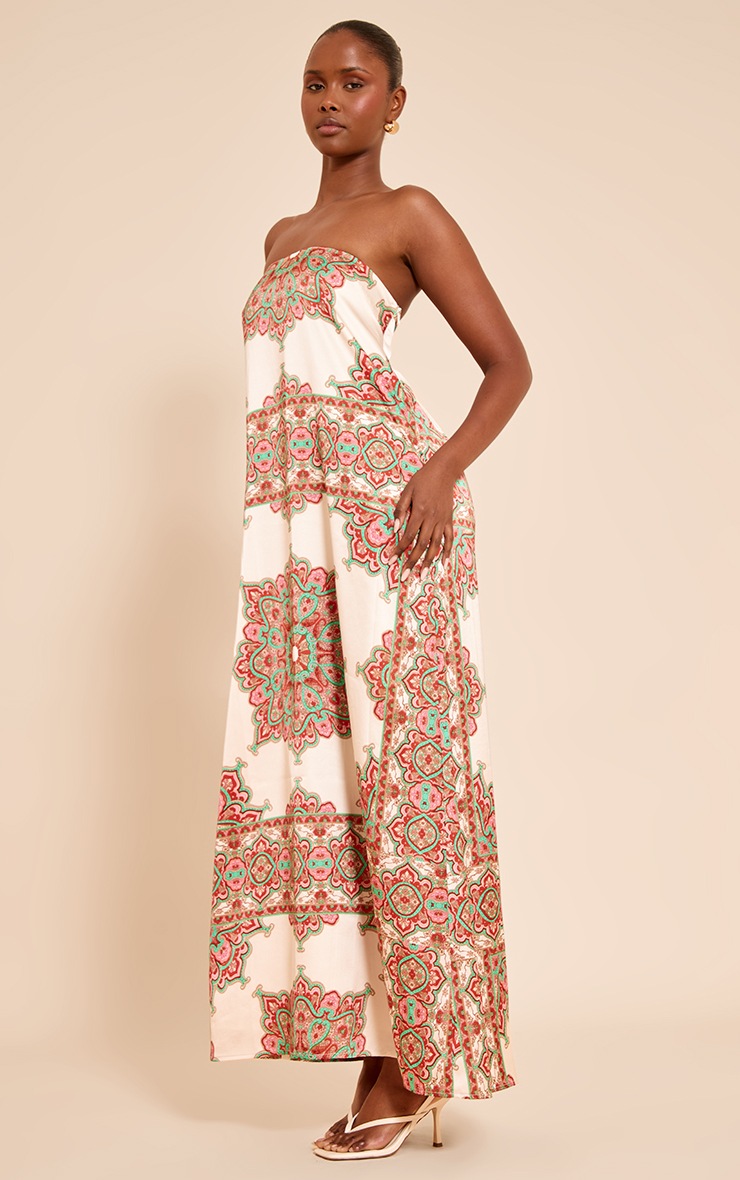 Multi Satin Paisley Print Bandeau Maxi Dress | Dresses | PLT