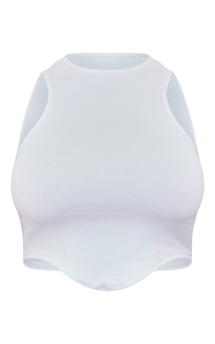 Shape White Rib Sleeveless Curved Hem Crop Top | PrettyLittleThing KSA