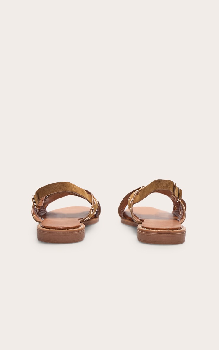 Tan Faux Suede Studded Sling Back Sandal | Footwear | PLT