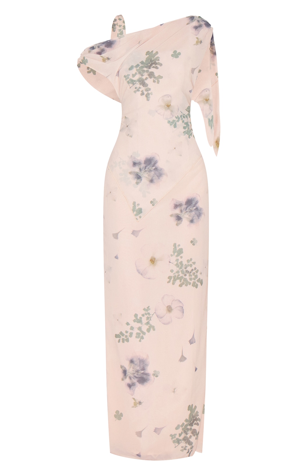 Sand Abstract Printed Chiffon Draped Maxi Dress | Dresses | PLT