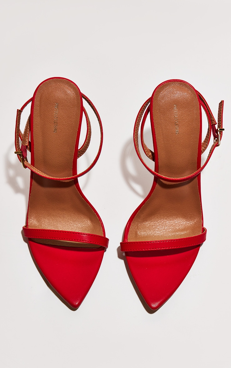 Red Point Toe Barely There Stiletto Heeled Sandals | Footwear | PLT