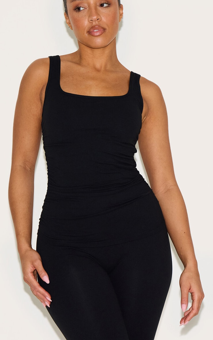 Shape Black Active Ruched Cupped Long Line Top | Shape | PLT