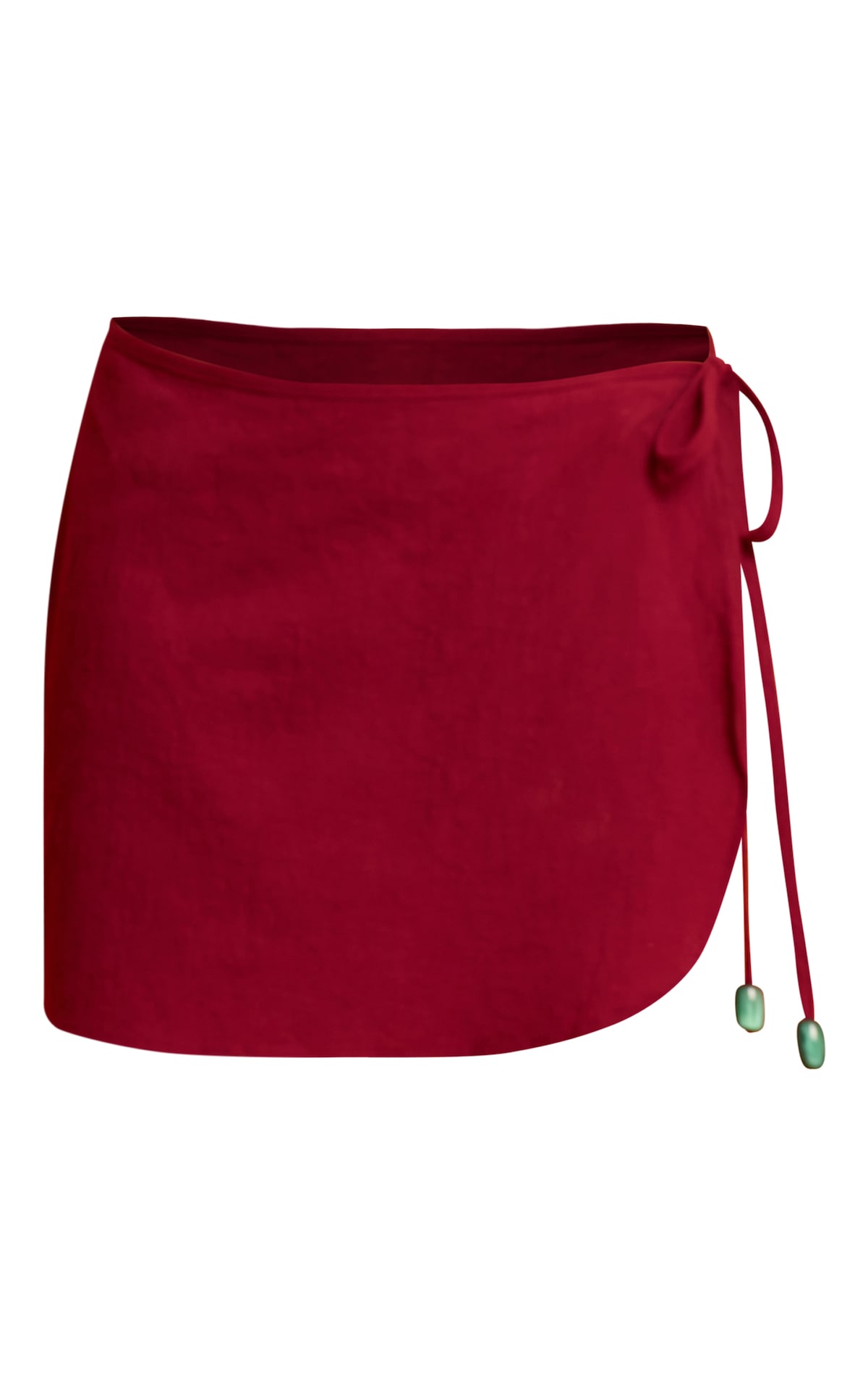 Deep Red Linen Look Bead Trim Sarong | Swimwear | PLT
