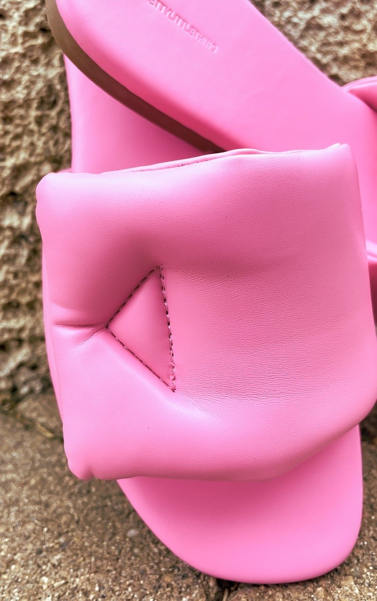 Pink Round Toe Padded Velcro Strap Slider Sandals | Footwear ...