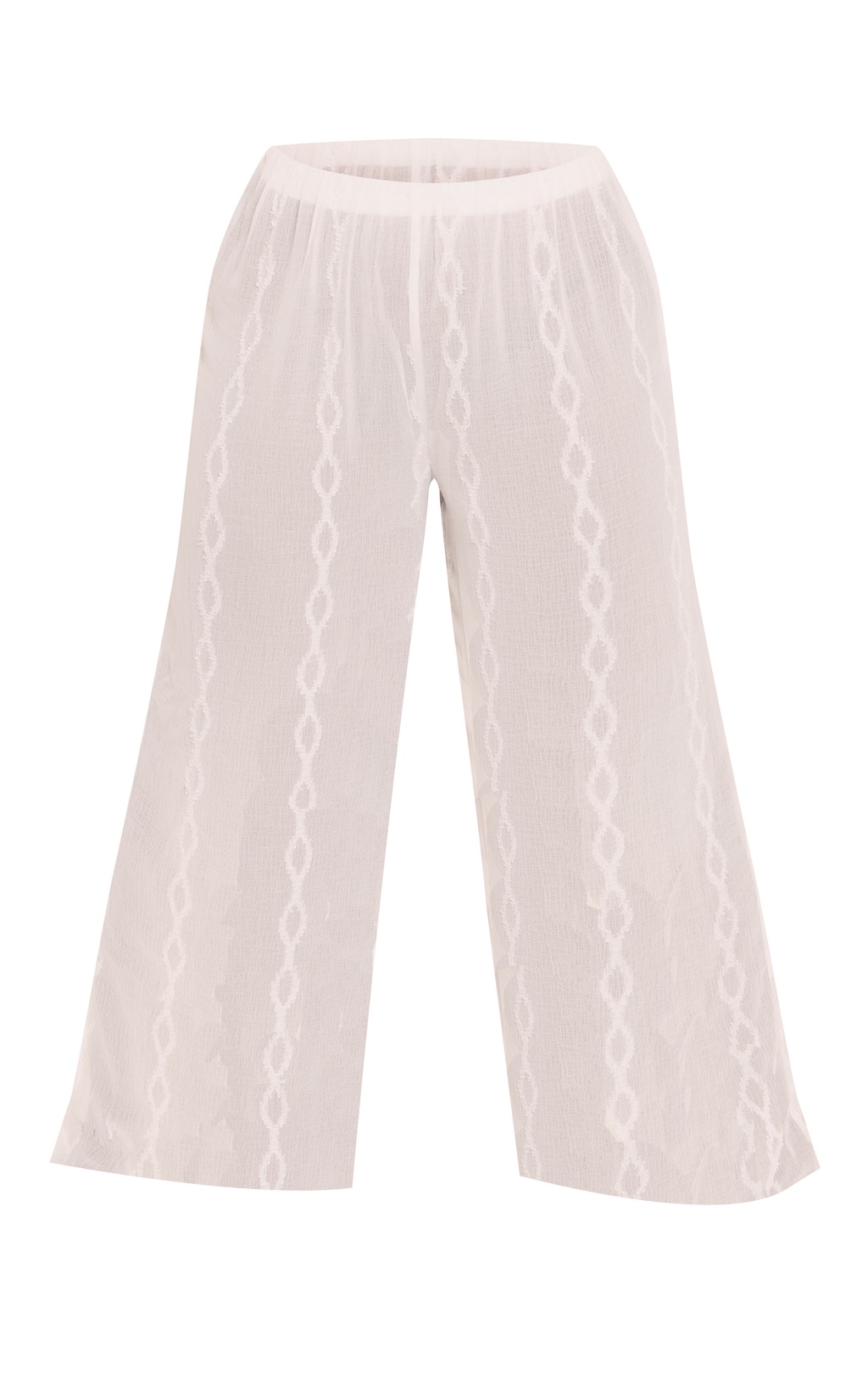 Plus White Textured Chiffon Triangle Beach Top Pant Set | Plus Size | PLT USA