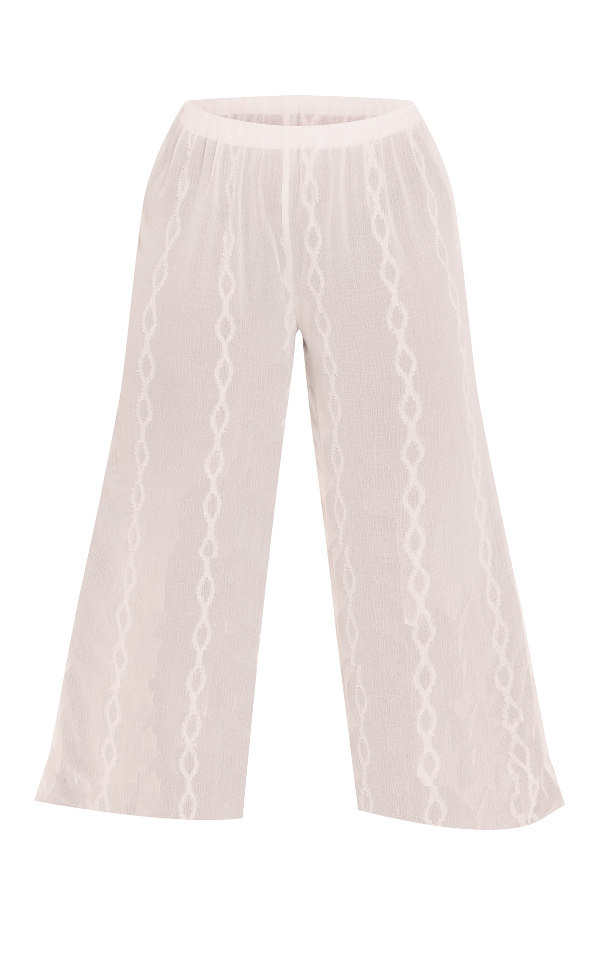 Plus White Textured Chiffon Triangle Beach Top Pant Set | Plus Size ...