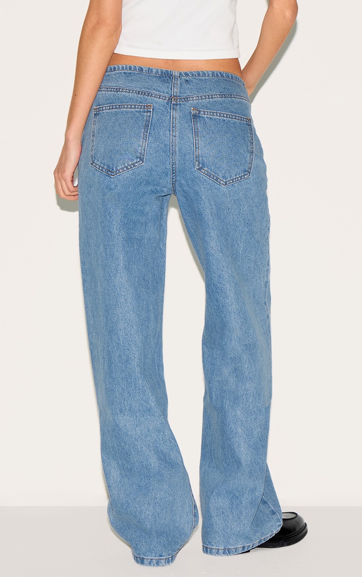 Mid Blue Low Rise No Waistband Straight Leg | Denim | PLT