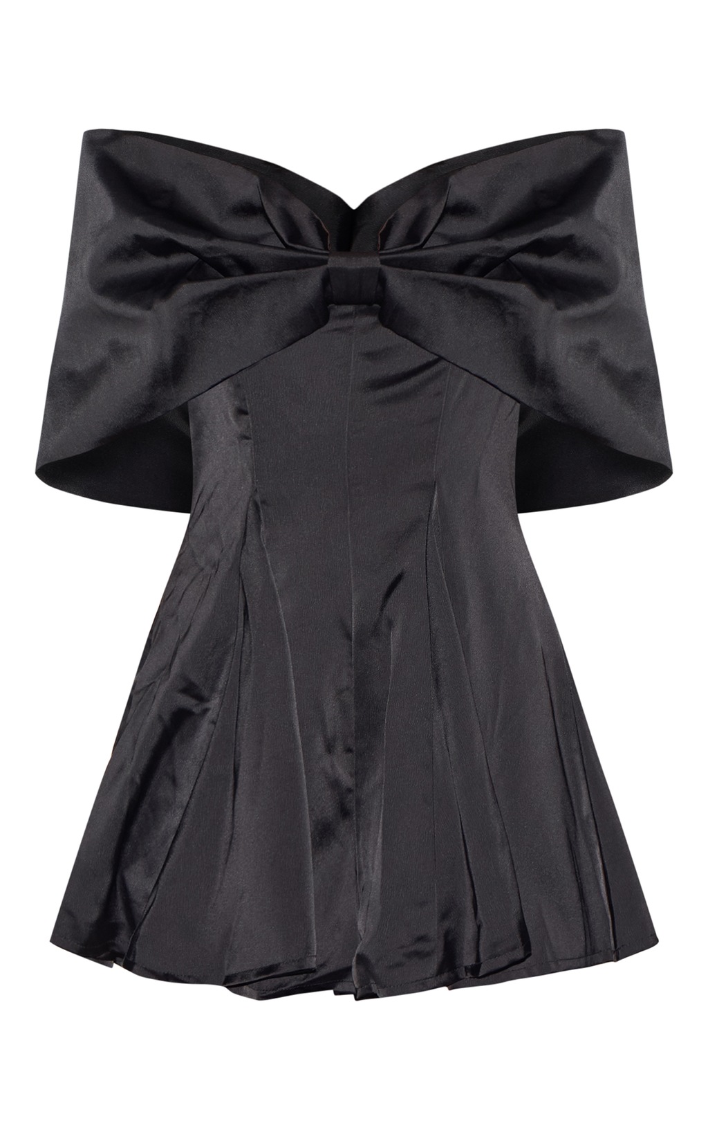 Premium Black Satin Extreme Bow Detail Romper | Jumpsuits & Rompers ...