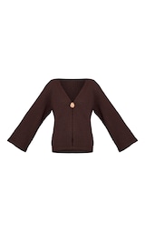 Chocolate Textured Trim Oversized Long Sleeve Top | Tops | PLT