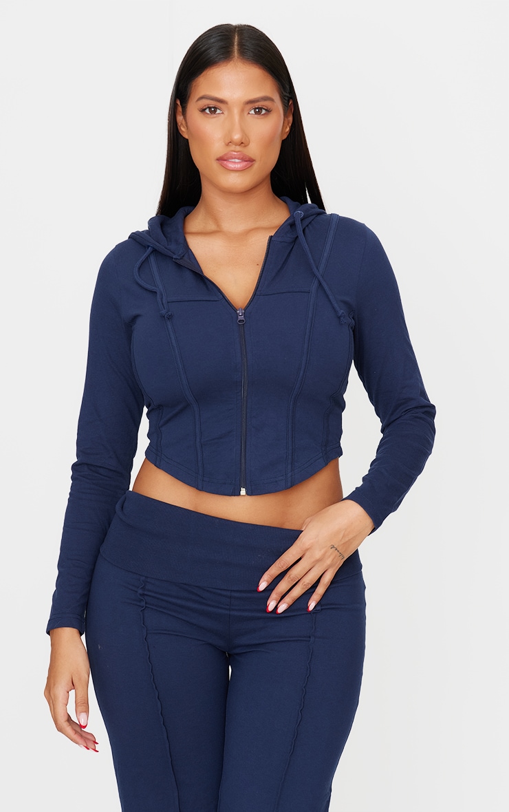 Shape Navy Seam Detail Sculpted Zip Through Jacket | Shape | PLT AUS