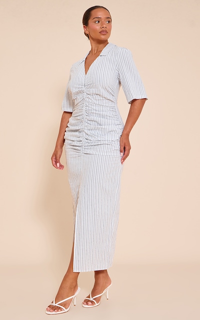 Shape White Striped Collared Split Maxi Dress | Shape ...
