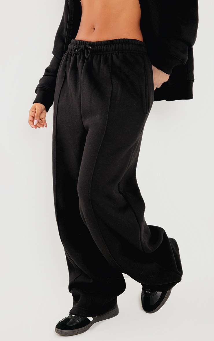 Petite Black Seam Detail Straight Leg Joggers | Petite | PLT