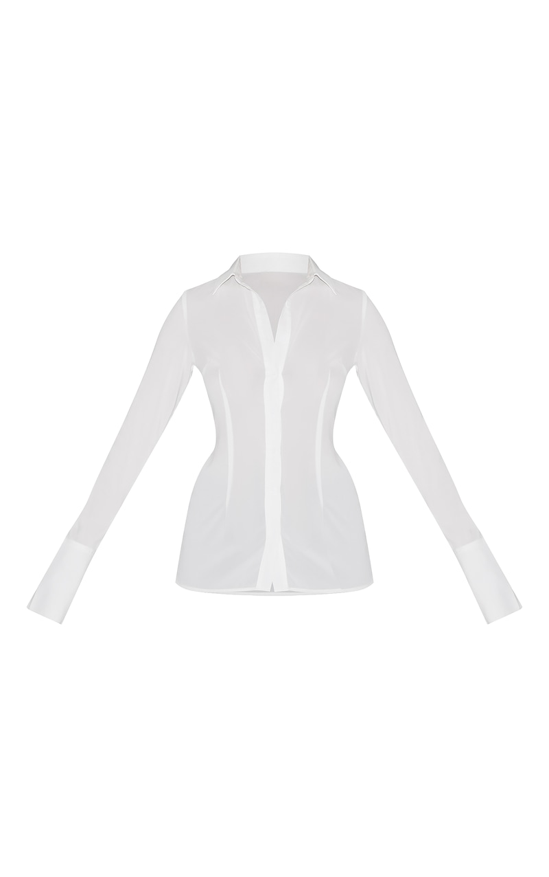 White Chiffon Fitted Shirt | Tops | PLT