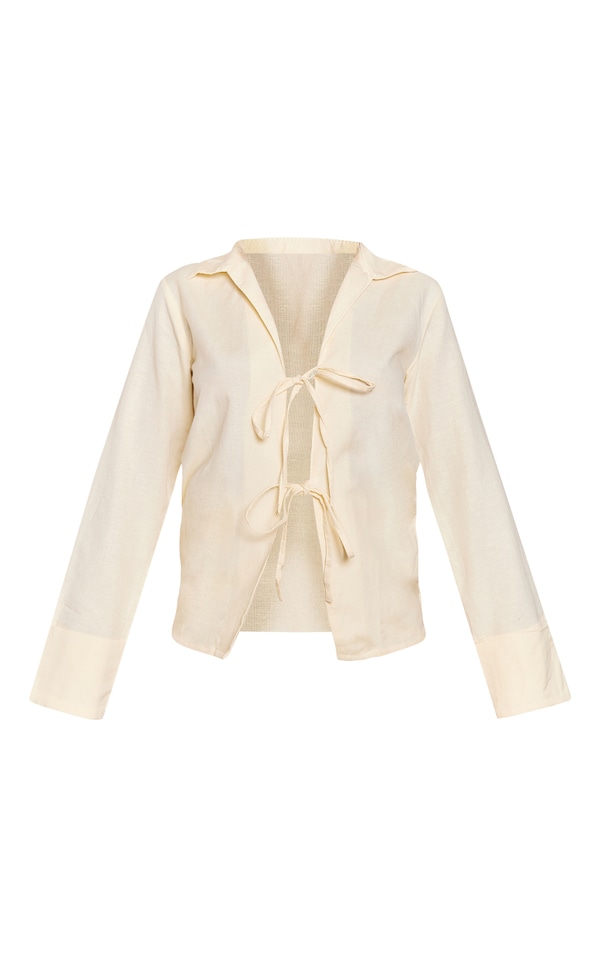 Pale Yellow Linen Look Double Tie Front Shirt | Co-ords ...