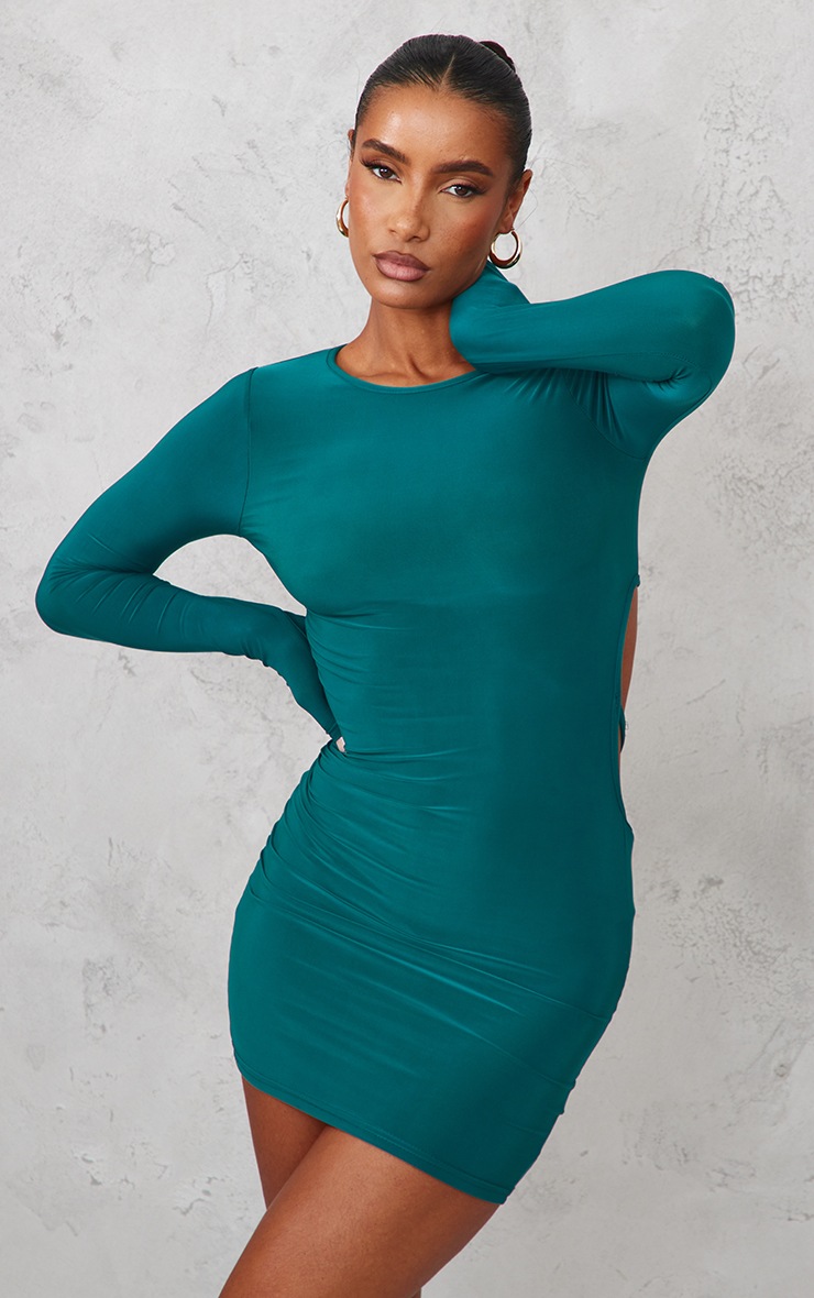 Green Slinky Cut Out Back Strap Bodycon Dress | Dresses ...