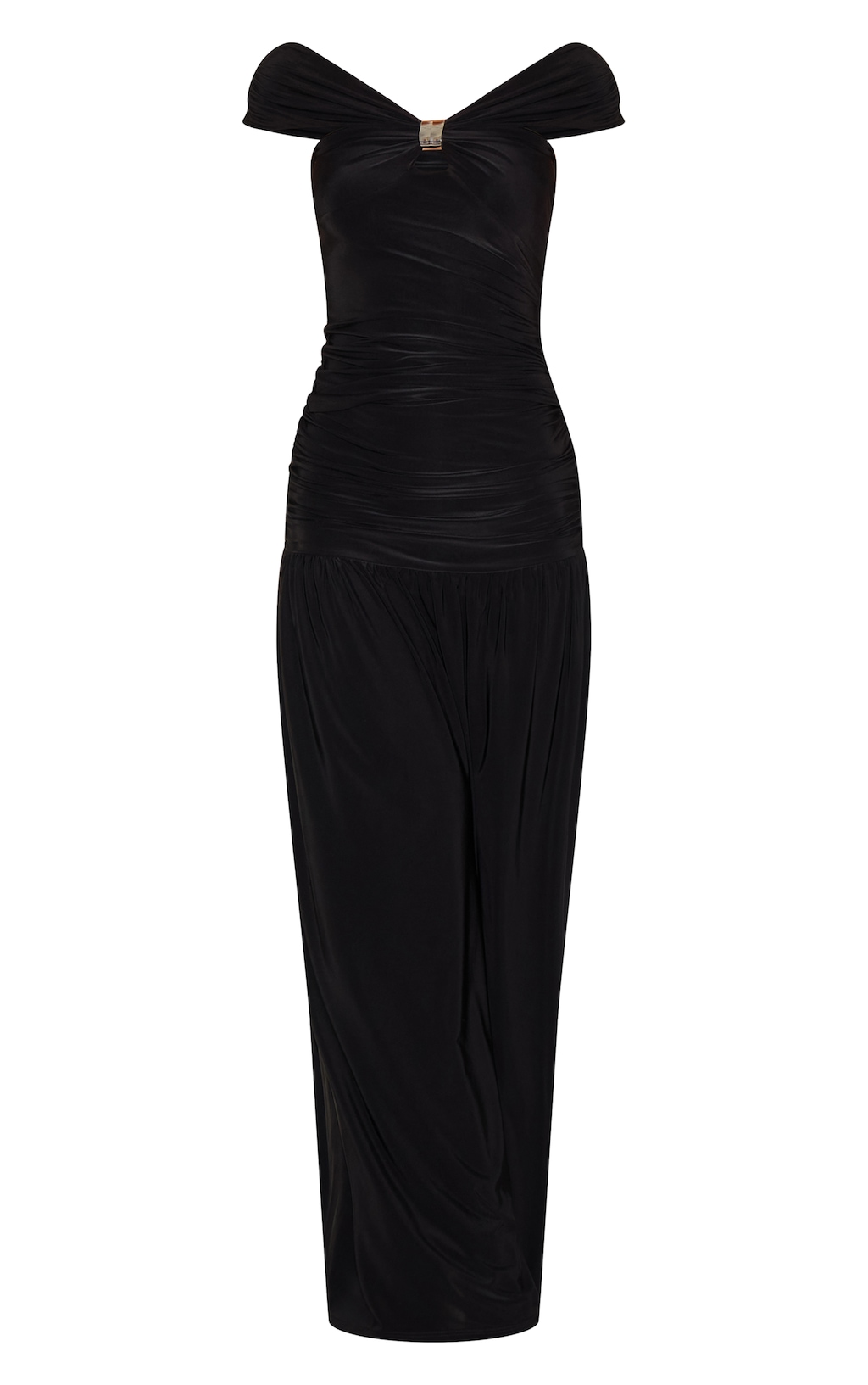 Tall Black Double Layer Trim Bardot Long Top | Tall | PLT