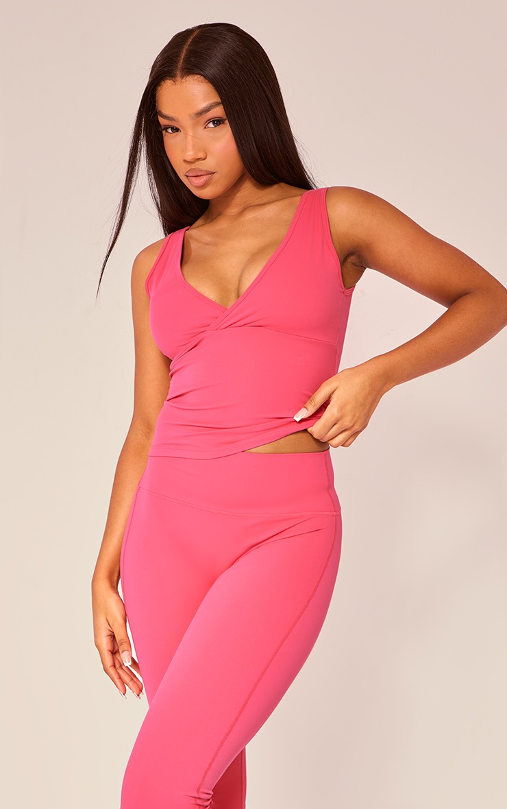 Raspberry Sculpt V Front Longline Padded Bra | Athleisure | PLT