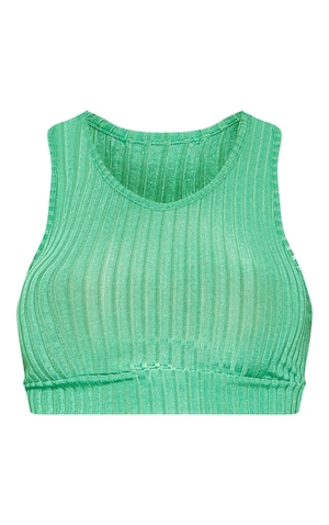 Green Rib Racer Back Crop Top | Tops | PLT