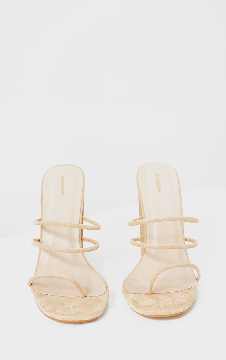 Nude Thin Triple Tube Strap Toe Loop Heel Mule | PrettyLittleThing USA