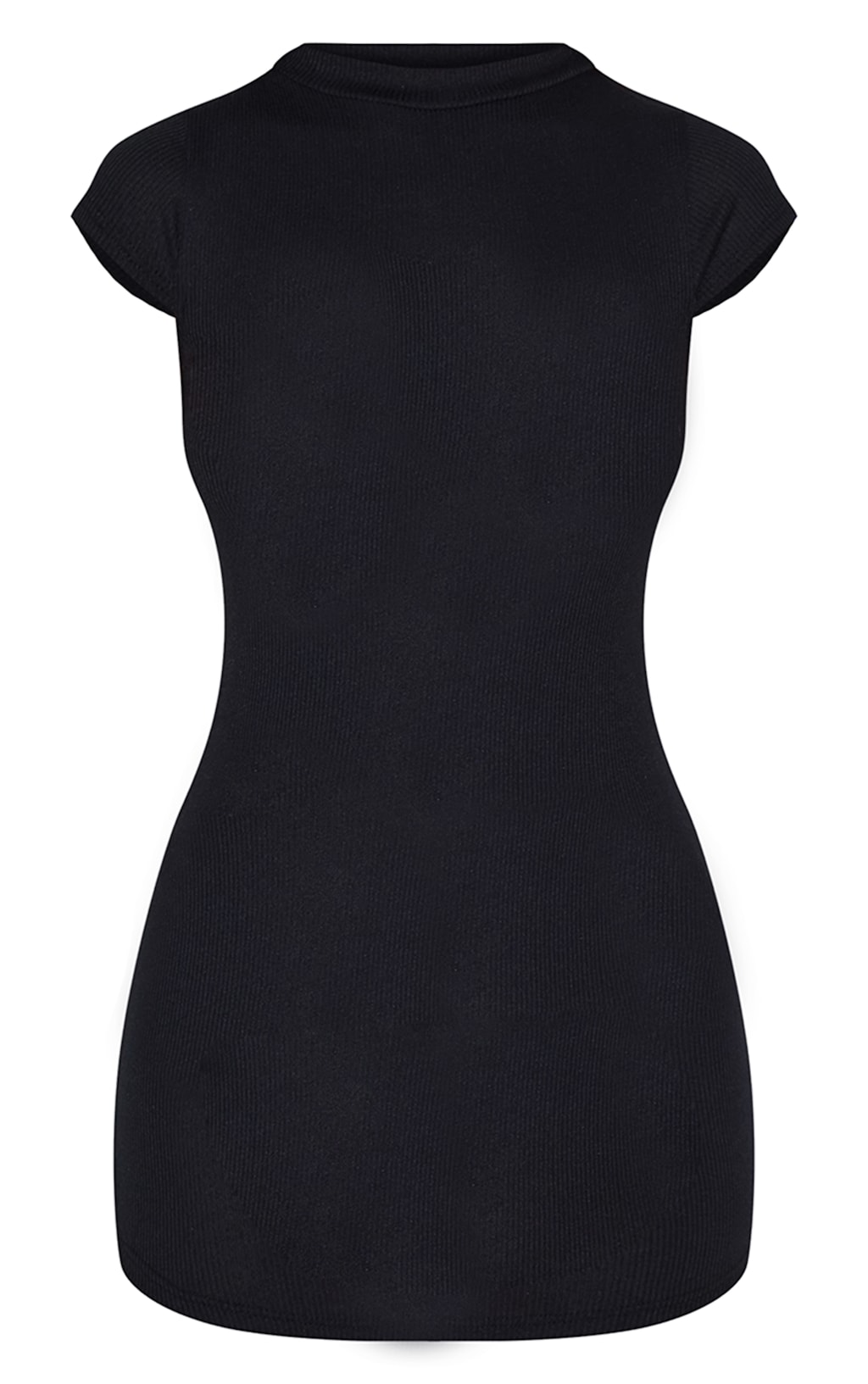Black High Neck Ribbed Bodycon Dress | Dresses | PLT
