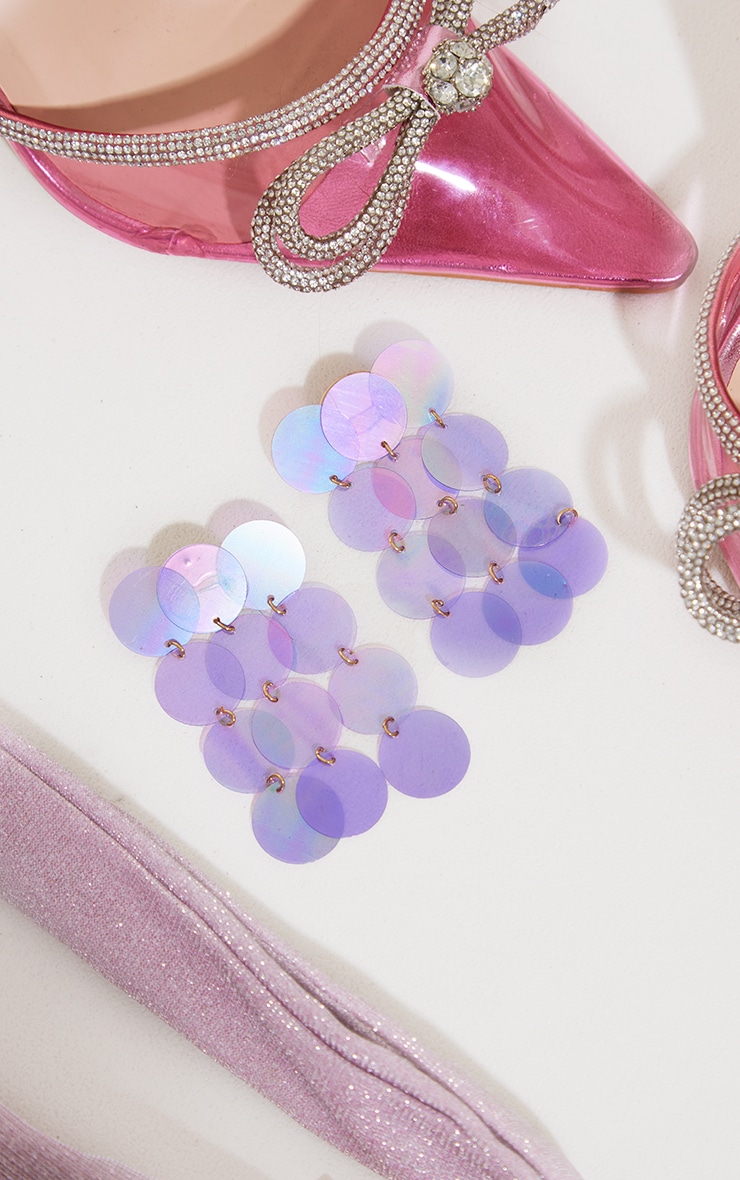 Lilac Sequin Statement Earrings | Accessories | PLT