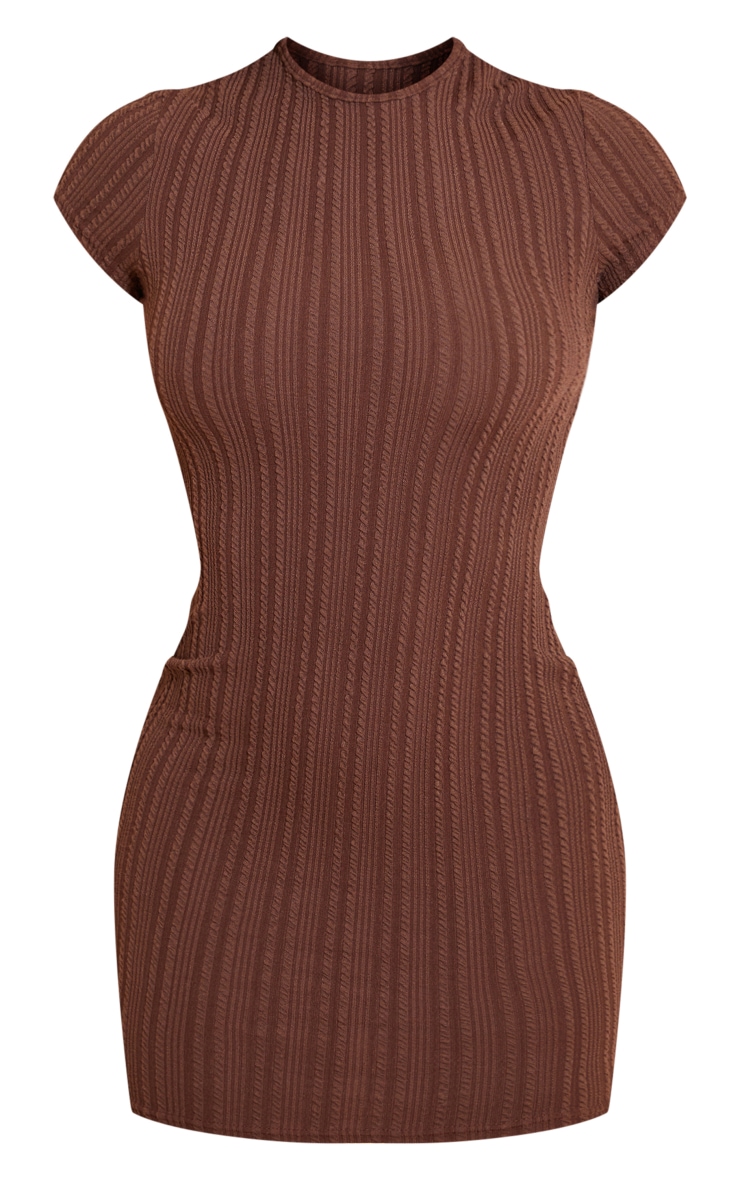 Chocolate Textured Rib Cap Sleeve Bodycon Dress | Dresses ...
