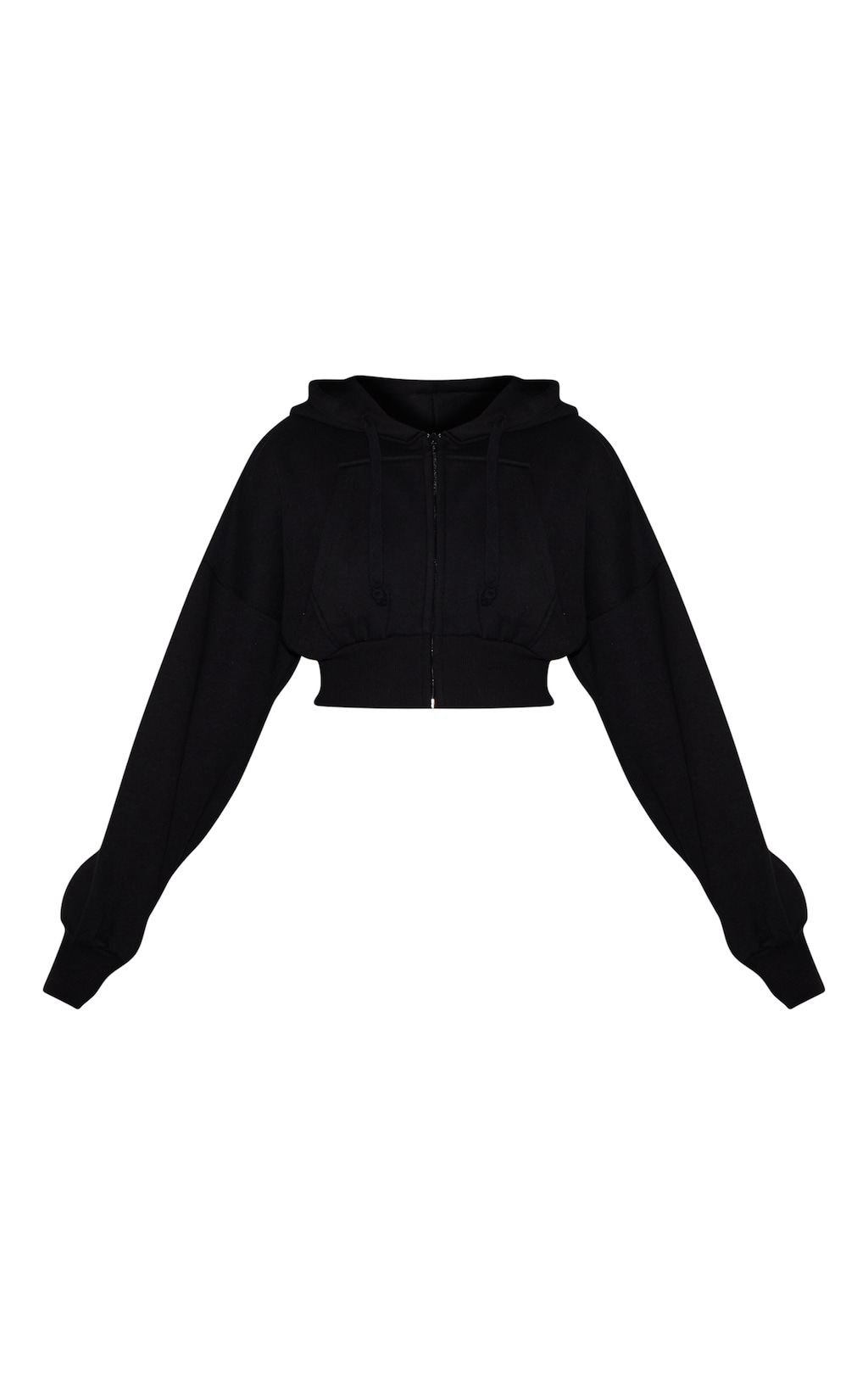 Black Zip Up Pocket Detail Cropped Hoodie | Sweat | PrettyLittleThing USA