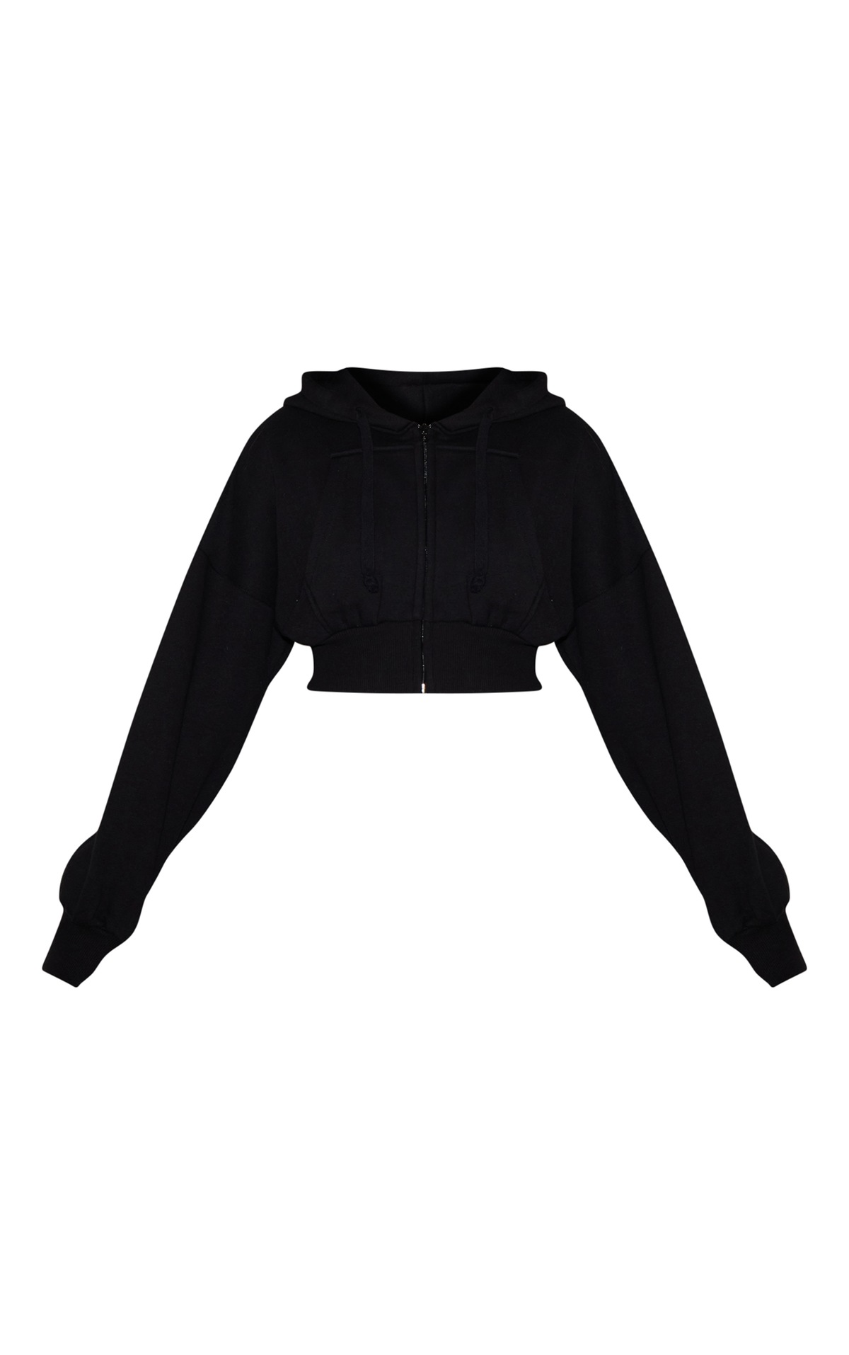 Black Zip Up Pocket Detail Cropped Hoodie | Sweat | PrettyLittleThing USA