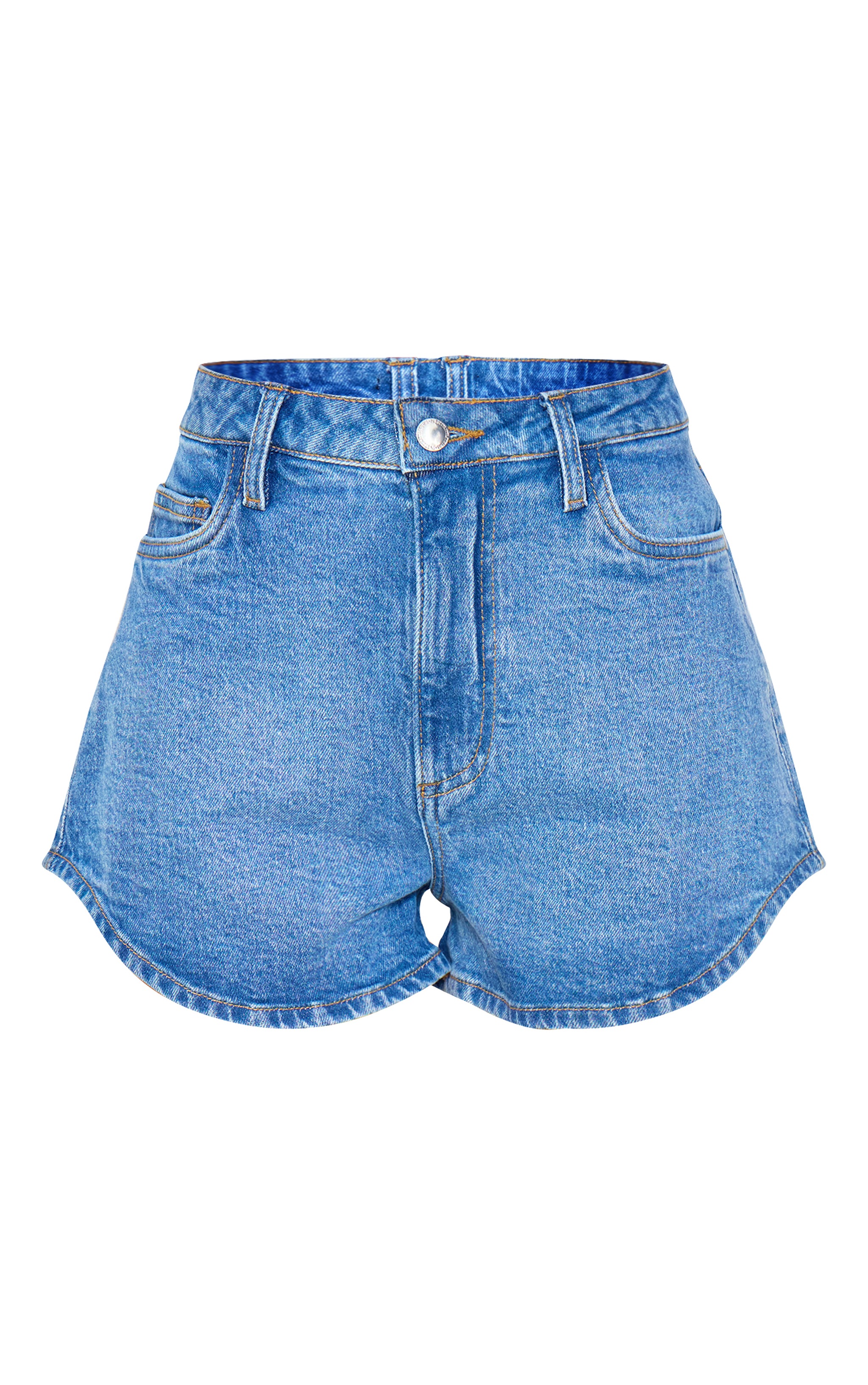 Light Blue Exposed Pocket Denim Shorts | PrettyLittleThing CA