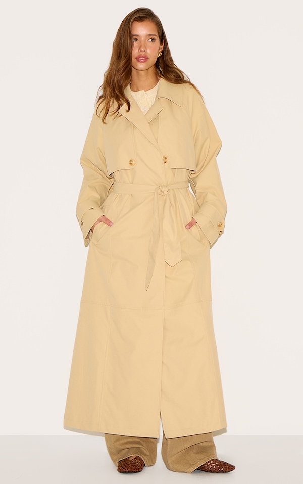 Stone Oversized Storm Flap Detail Trench | Outerwear | PLT USA