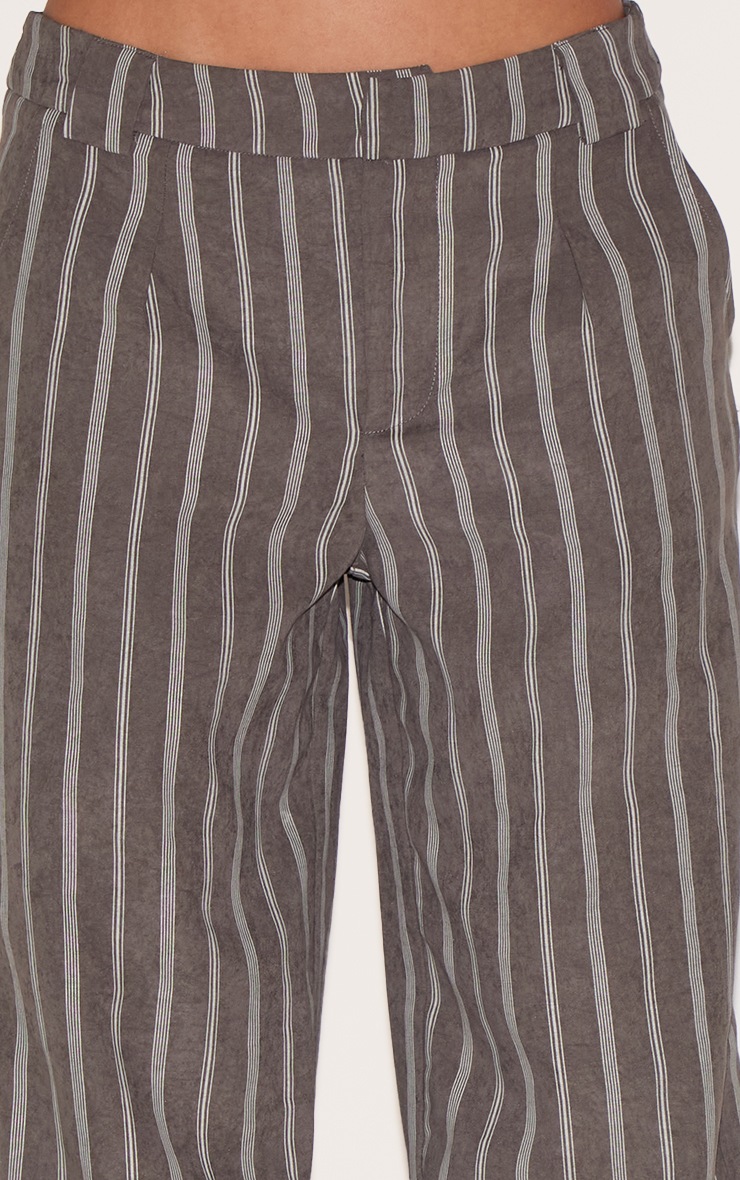 Charcoal Pinstripe Peach Skin Tailored Pants | Bottoms | PrettyLittleThing USA