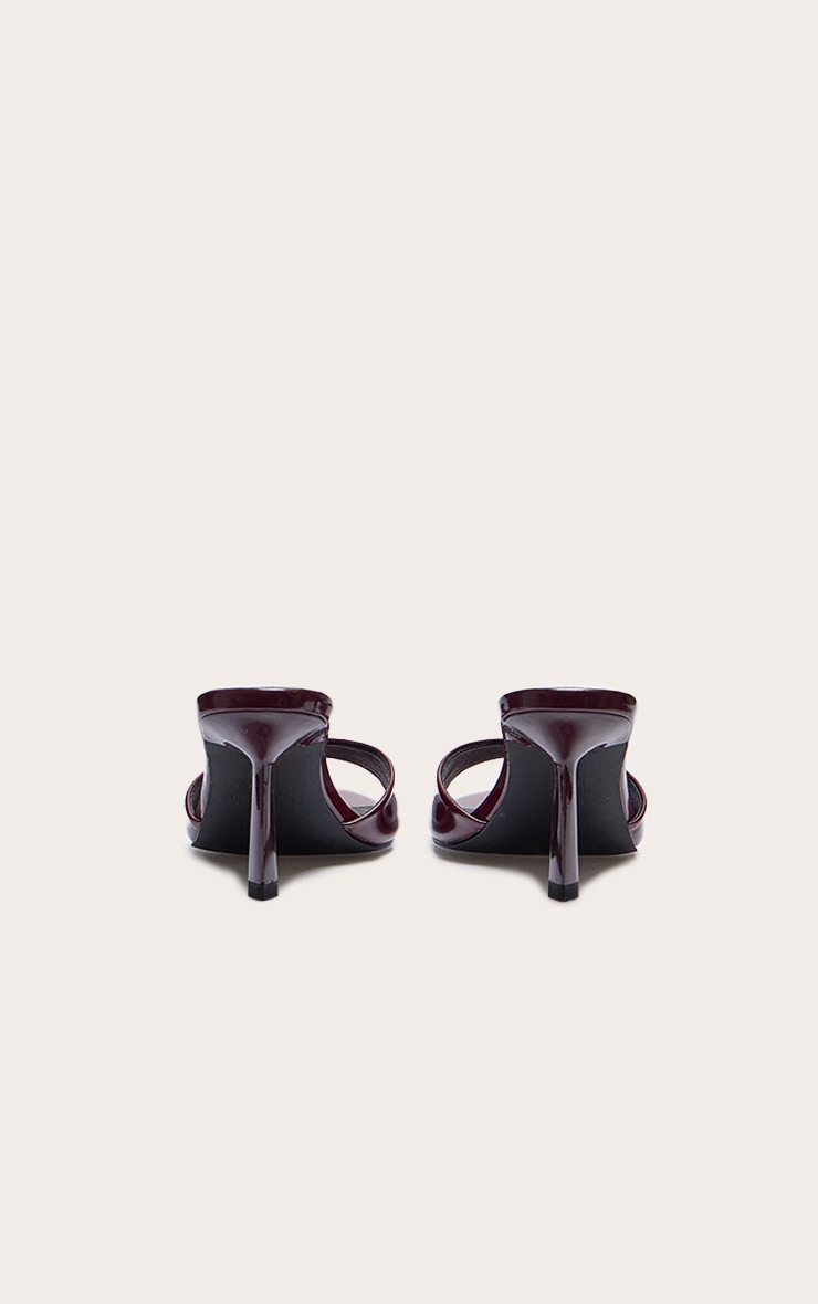 Wide Fit Burgundy Mid Stiletto Heeled Mules | Footwear | PLT