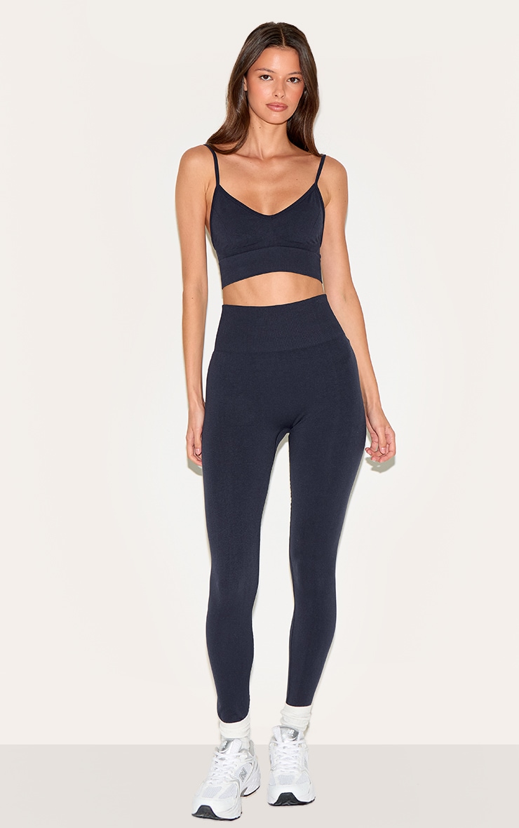Midnight Blue Seamless Soft Touch Sports Bra | Athleisure | PLT
