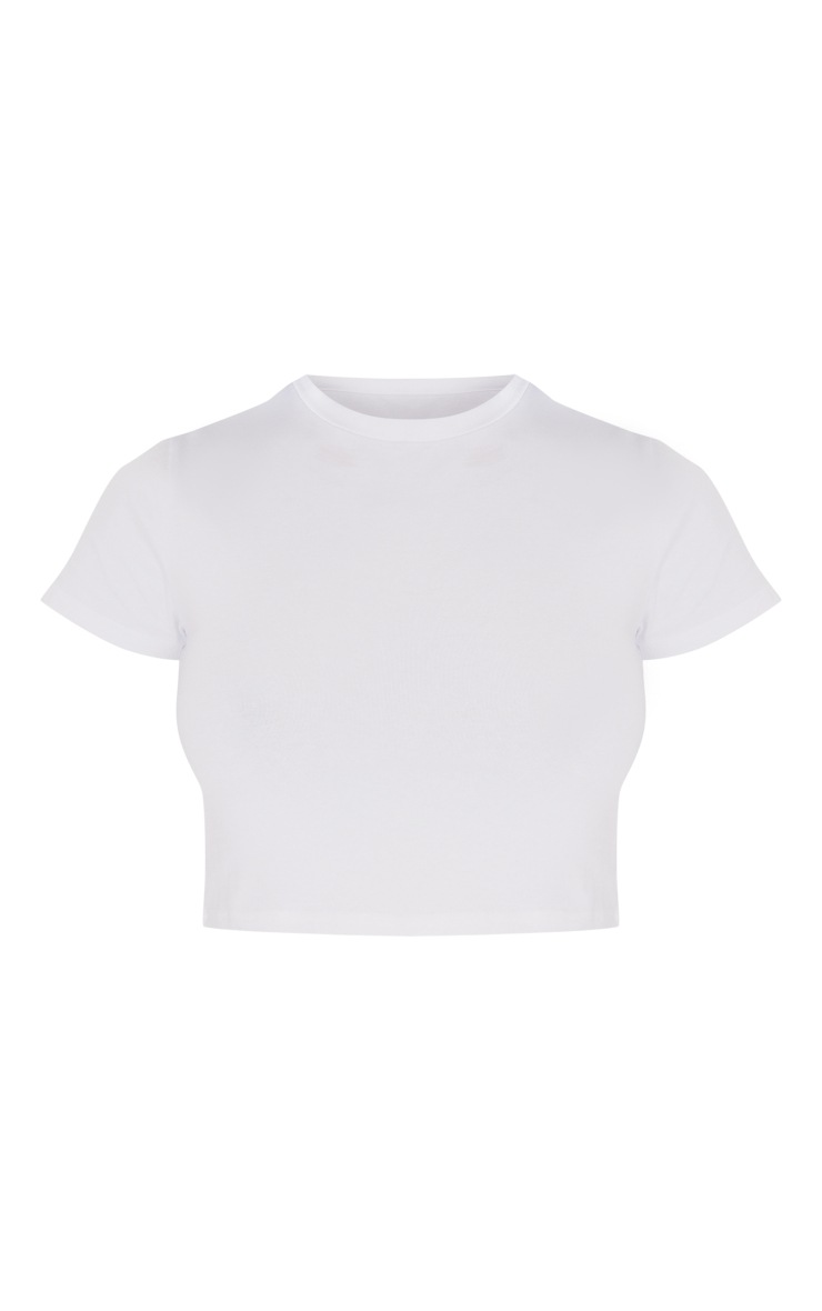 Basic White Cotton Blend Short Sleeve Crop Top | Tops ...