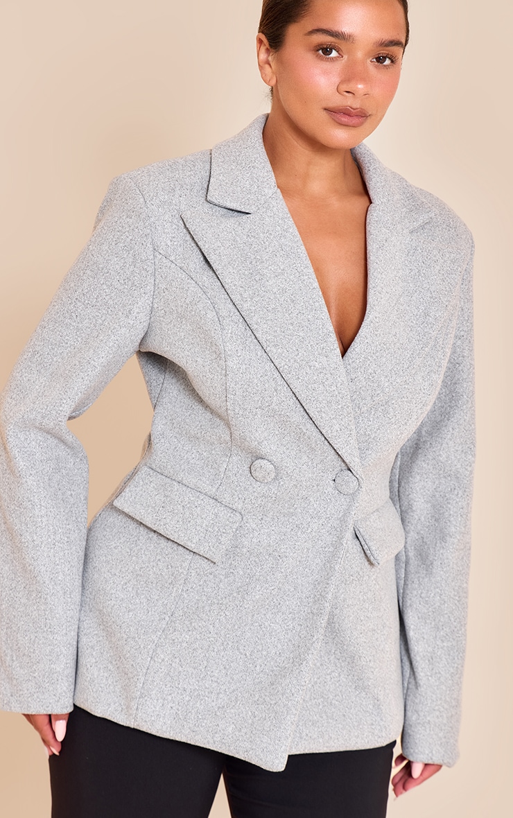 Shape Charcoal Wool Look Cinched Waist Blazer | Shape | PLT