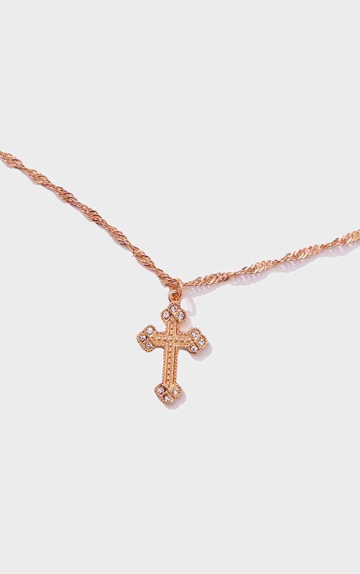 Gold Diamante Cross Belly Chain | Accessories | PrettyLittleThing USA