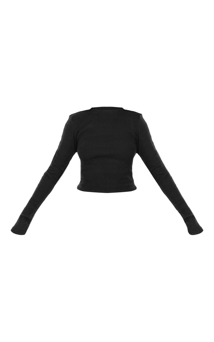 Black Brushed Soft Rib Long Sleeve Fitted Top | Tops ...