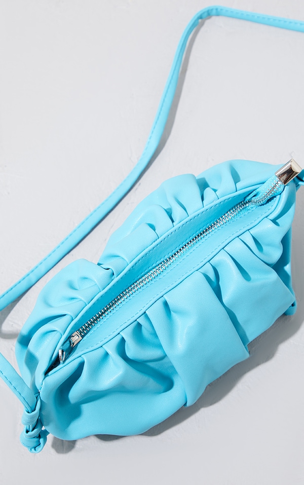 Bright Blue Ruched Pouch Cross Body Bag | Accessories | PLT
