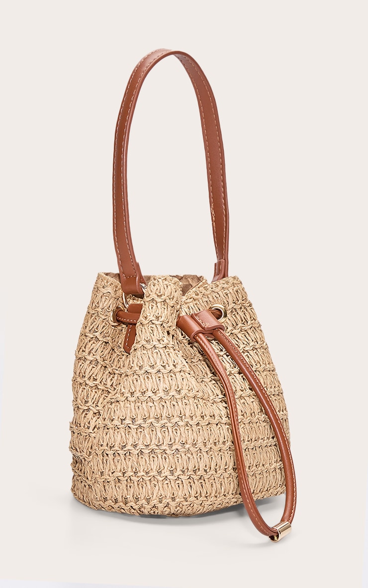 Natural Raffia Mini Drawstring Bucket Beach Bag | Accessories | PLT