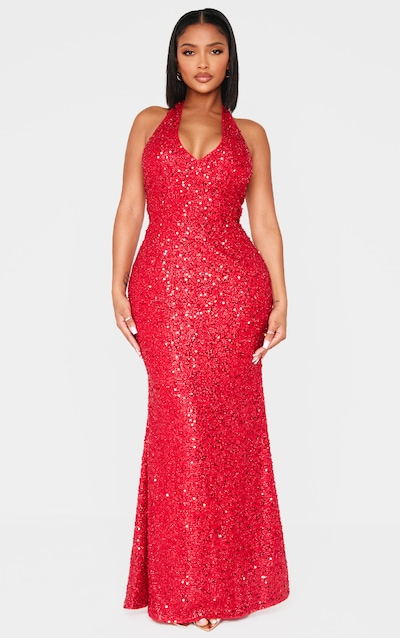 Red Sequin Dresses | PrettyLittleThing USA