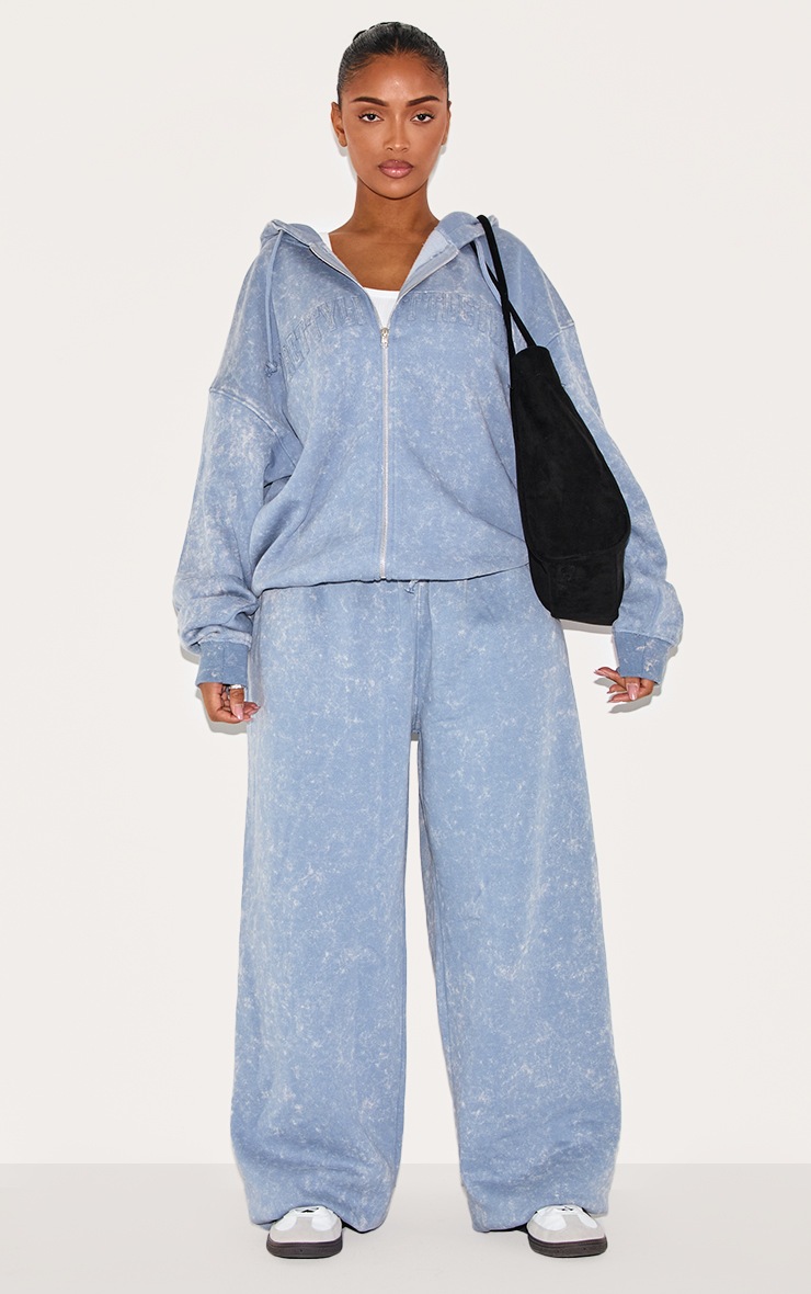 PLT Shape Petrol Blue Washed Wide Leg Joggers | Shape | PrettyLittleThing