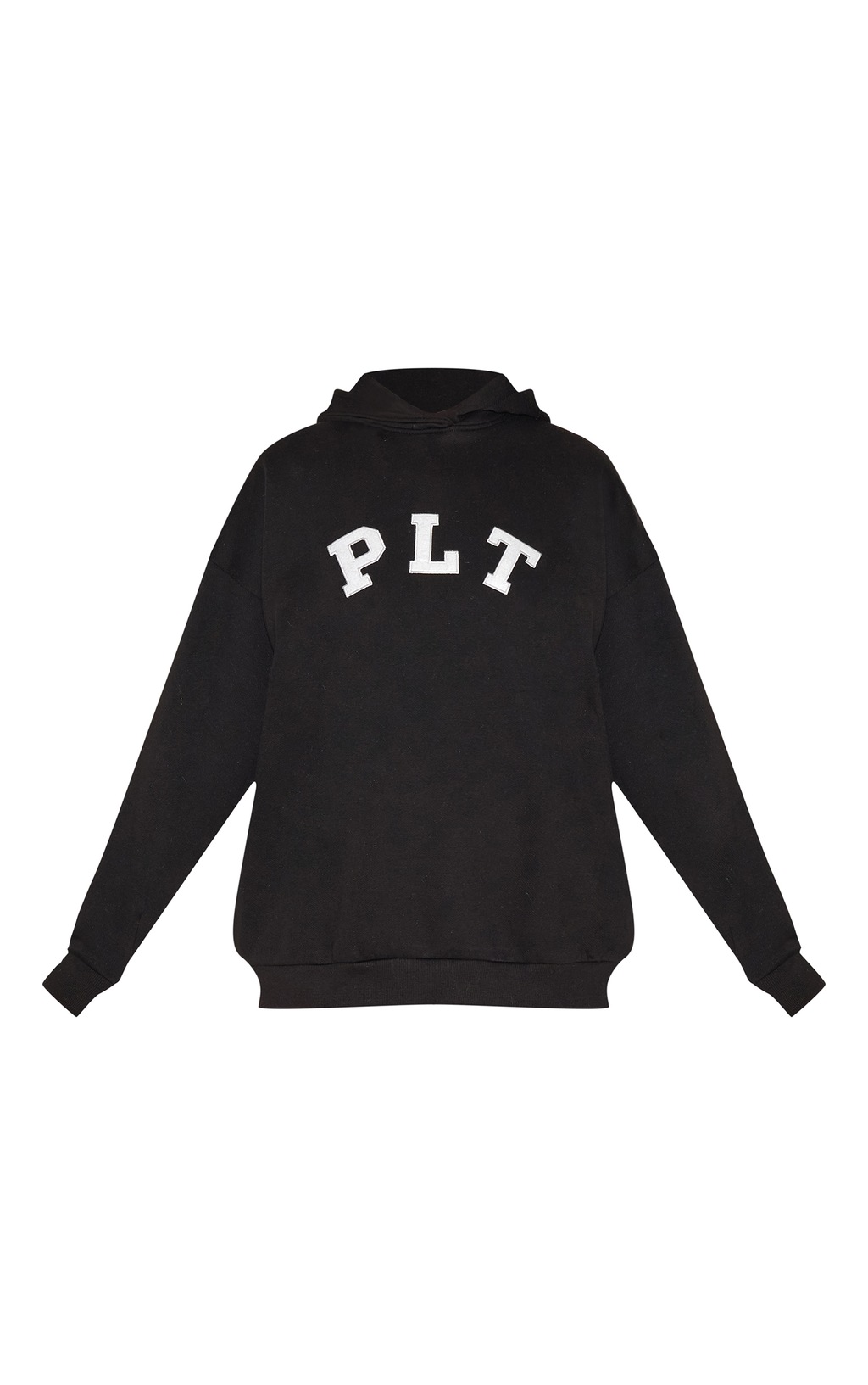 PLT Black Contrasting Print Logo Oversized Hoodie | Athleisure | PLT