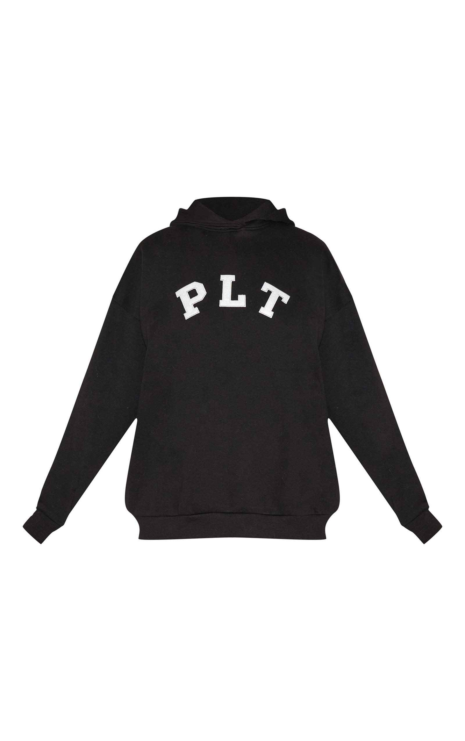 PLT Black Contrasting Print Logo Oversized Hoodie | Athleisure | PLT IRE