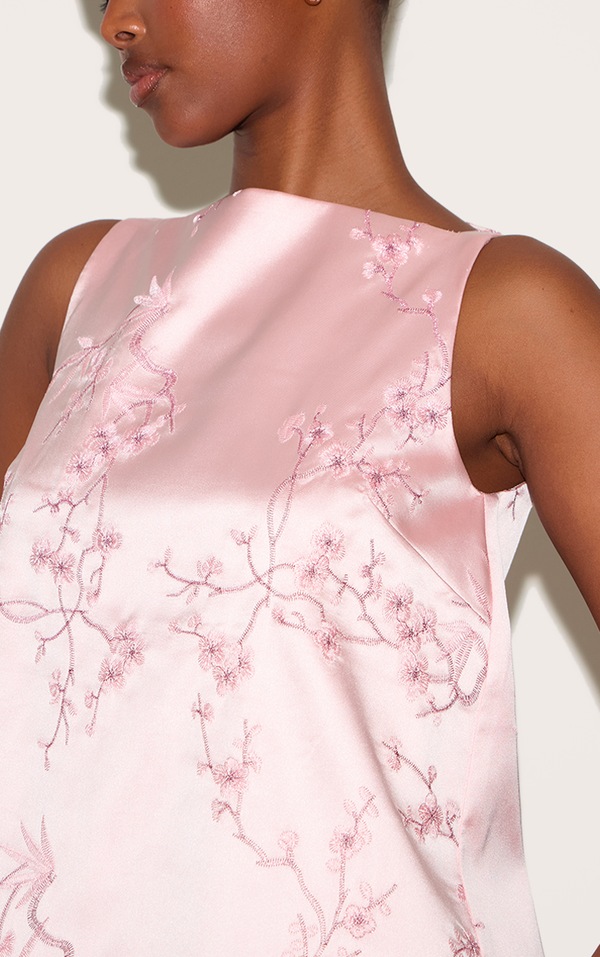 Pastel Pink Floral Embroidered A-line Shift Dress | Dresses | PLT AUS