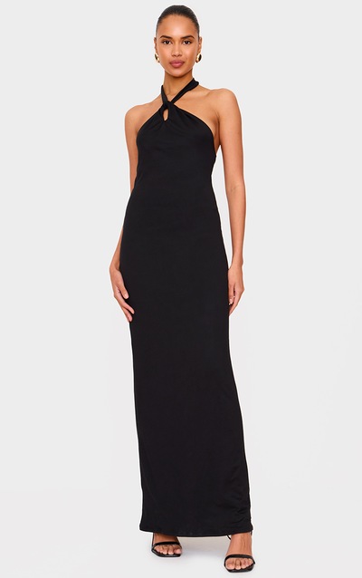 Robe noire dos nue | PrettyLittleThing FR